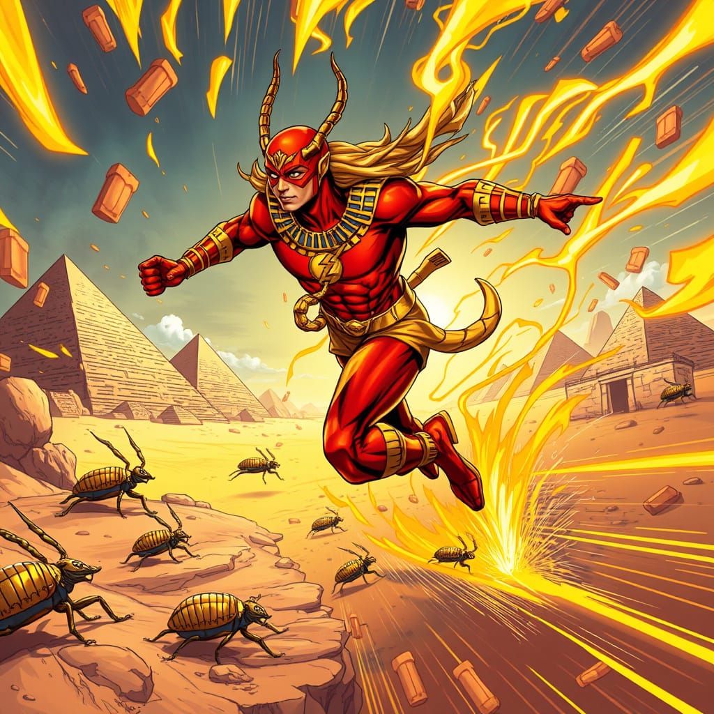 Egyptian God The Flash in action - Egyptian God Speedster Zo...