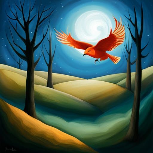 Bird in the Moonlight - AI Generated Artwork - NightCafe Creator