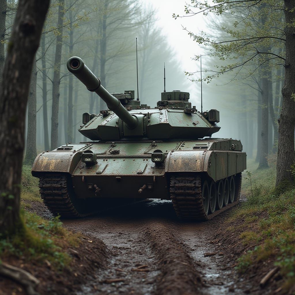 Weathered German Leopard 2A4 Main Battle Tank in C... - AI Art