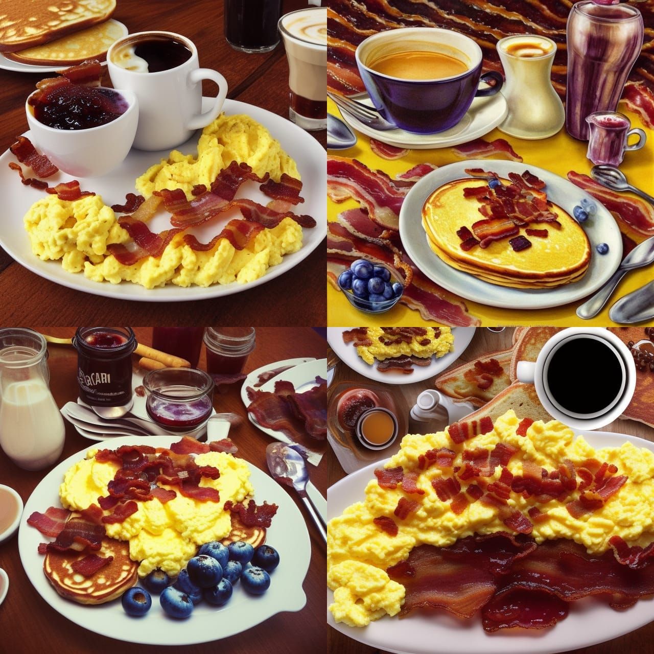 The most delicious breakfast in the universe. Scrambled eggs, pancakes ...