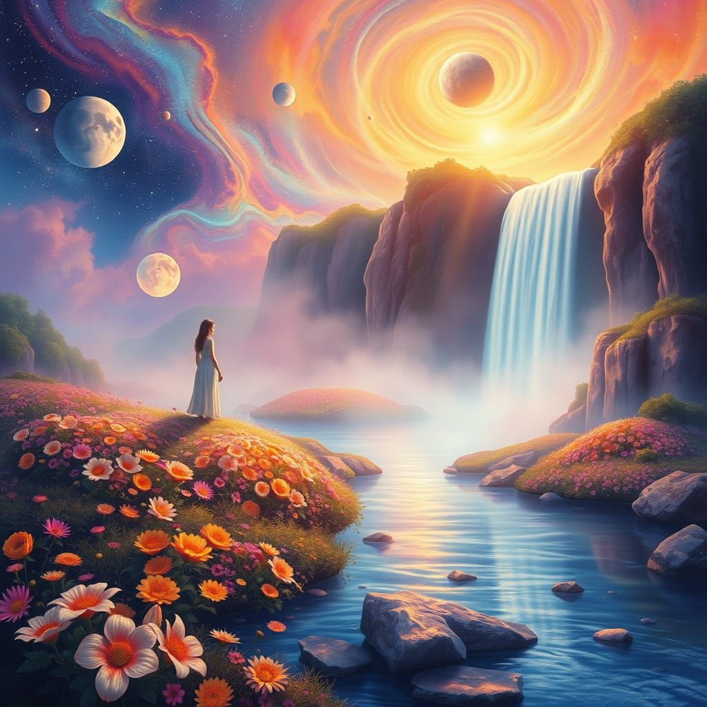 Celestial Dawn in Vibrant Realism - AI Art