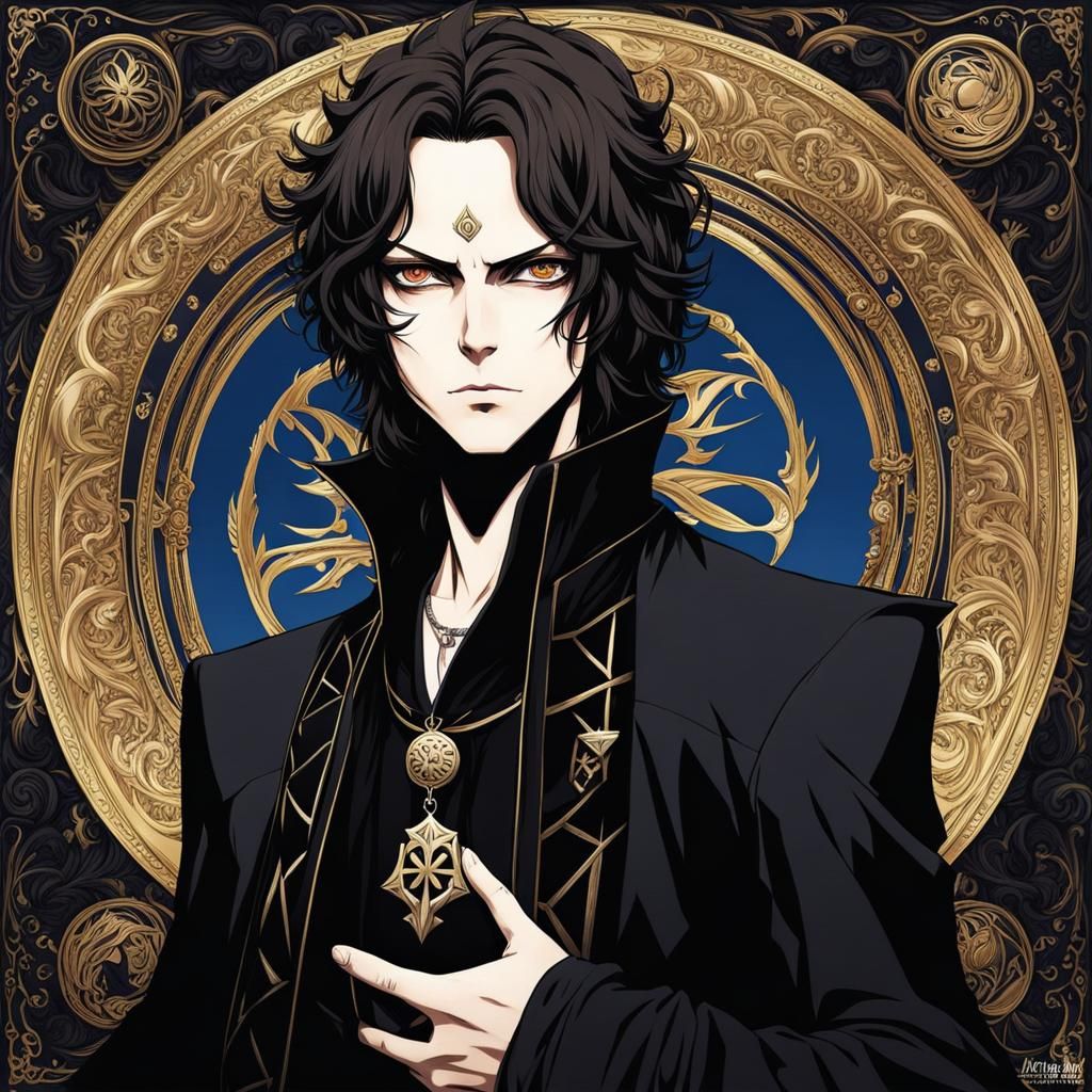 Ville Valo; style of MAPPA; incredibly detailed eyes, polychromatic ...