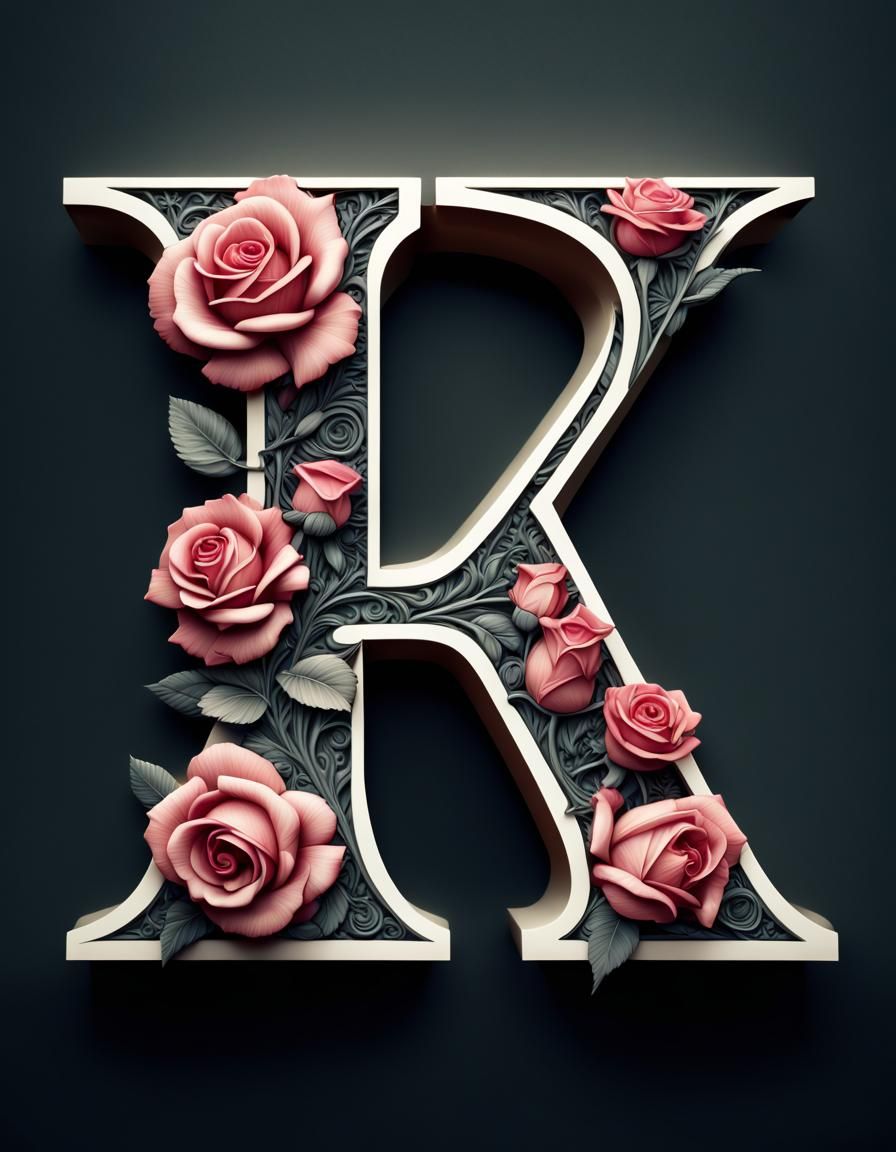 Letter K With Roses - AI Generated Artwork - NightCafe Creator