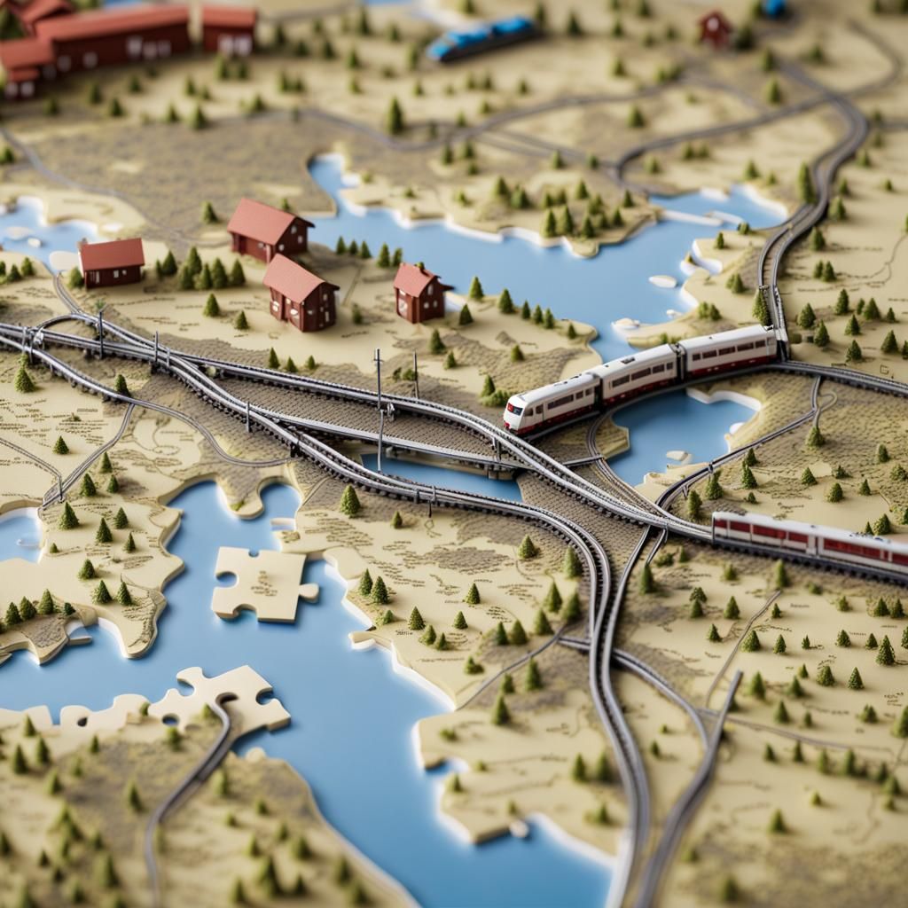 puzzle of a Switzerland train map on 3d print enhanced, intricate ...