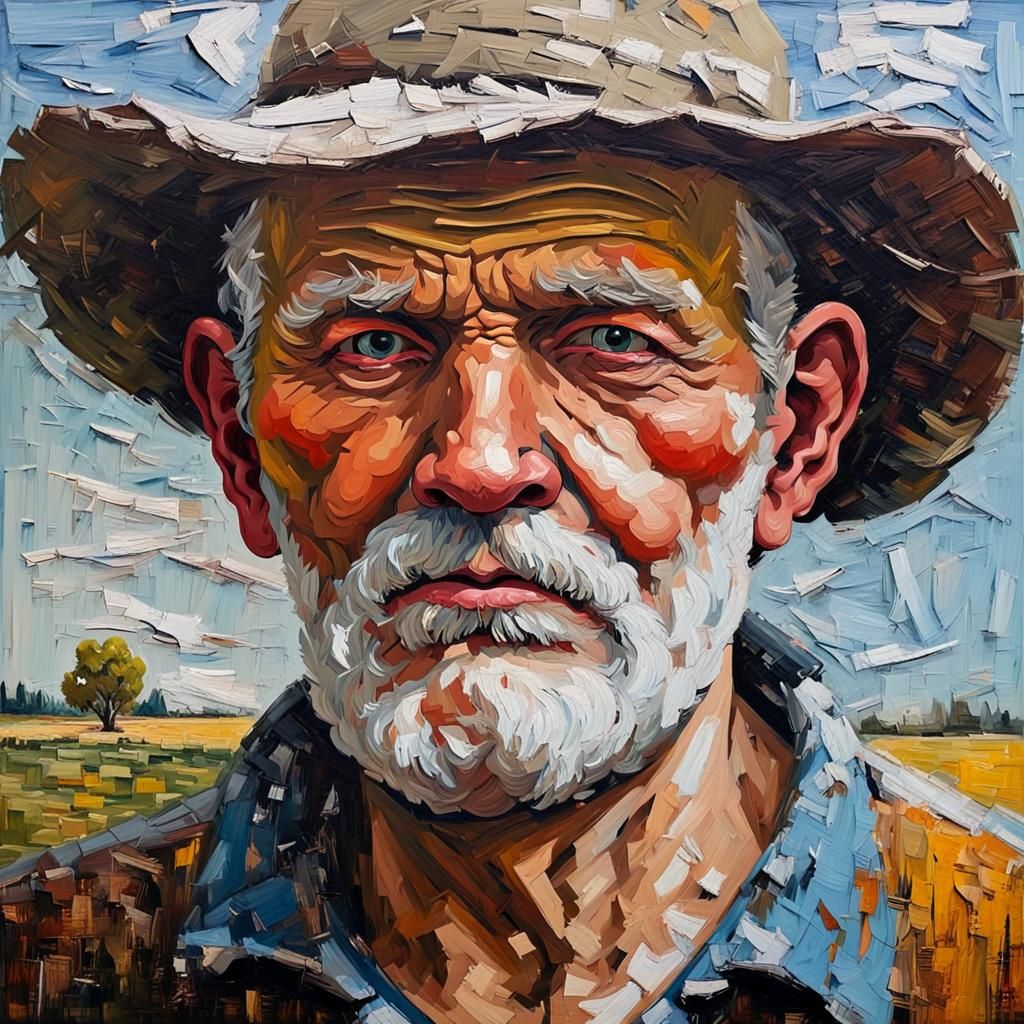 old farmer , chunky oil - AI Generated Artwork - NightCafe Creator