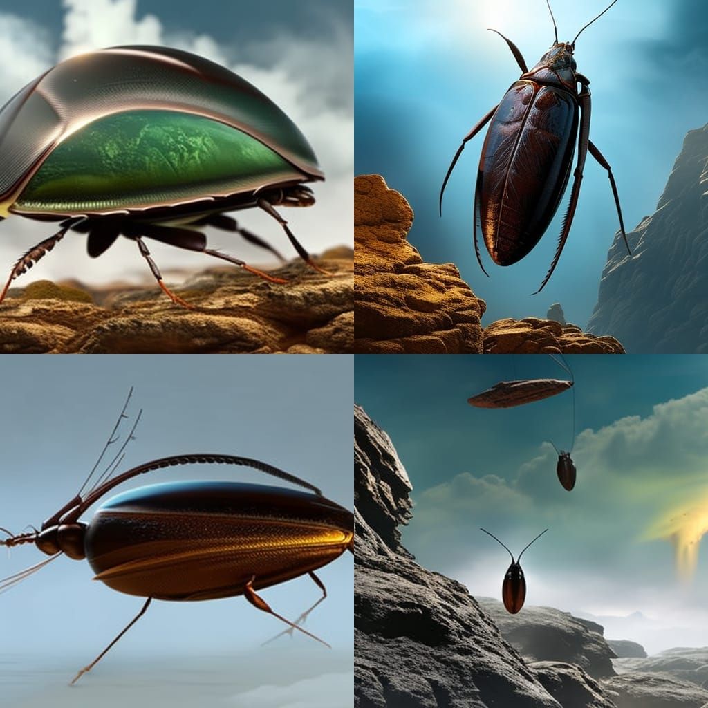 create an image of a communal organism which is a hybrid of a cockroach ...