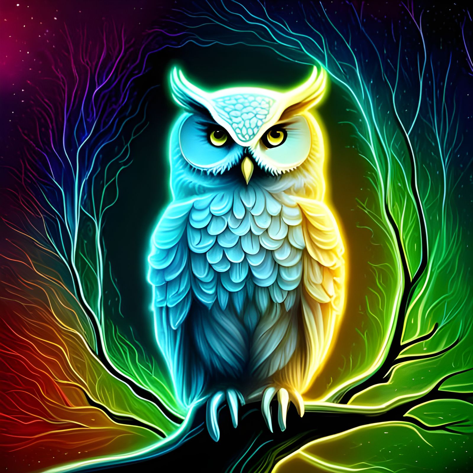 Neon Owl - AI Generated Artwork - NightCafe Creator