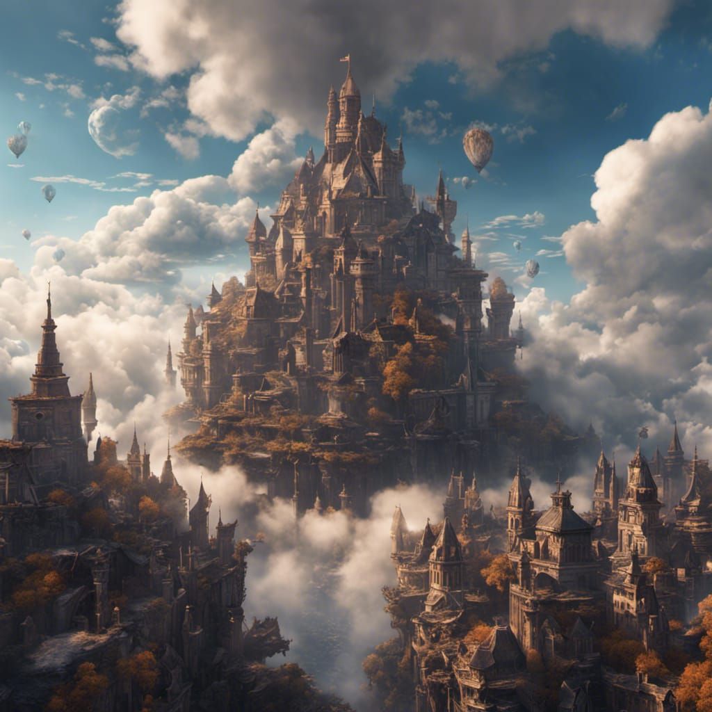 city in the clouds,mistic - AI Generated Artwork - NightCafe Creator