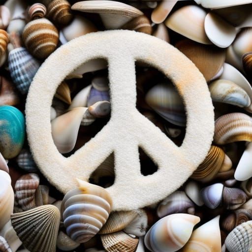 Peace sign made of seashells - AI Generated Artwork - NightCafe Creator