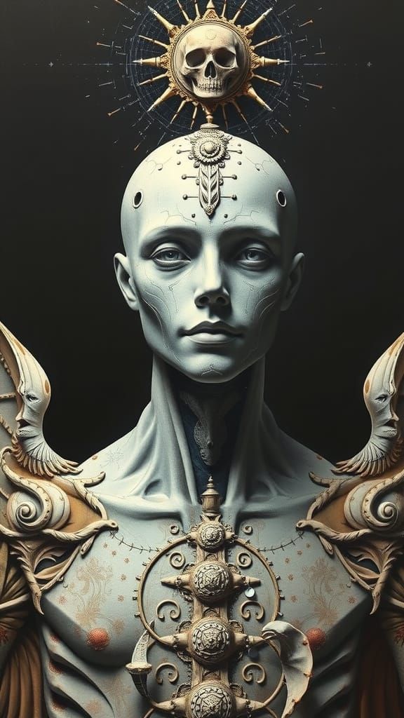 Surrealism. Title: "Artificial Intelligence is the New God".