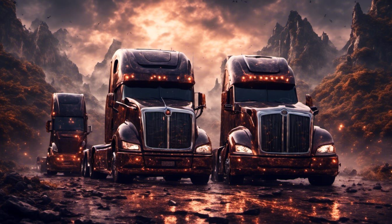 18 wheelers - AI Generated Artwork - NightCafe Creator