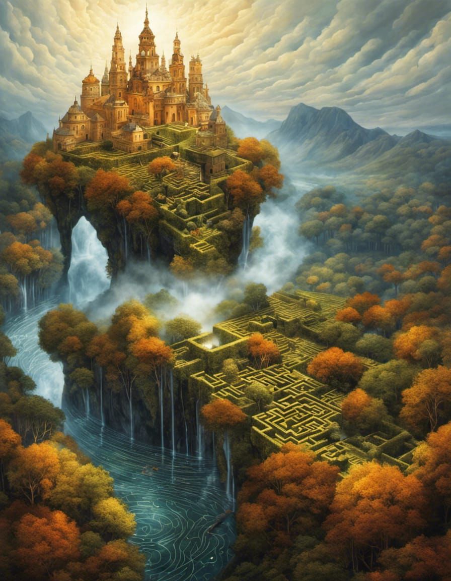 Upper and Lower Maze City - AI Generated Artwork - NightCafe Creator