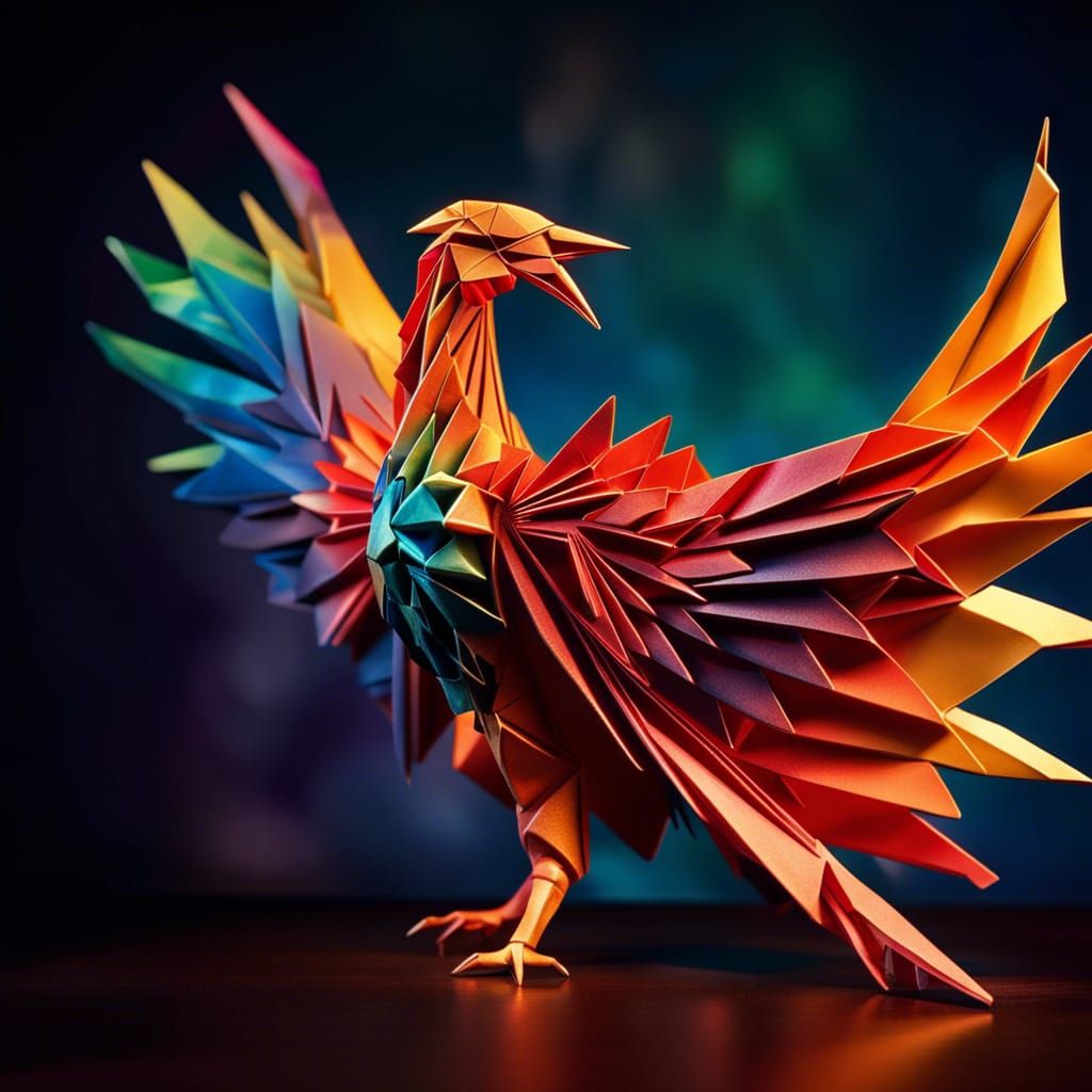 Origami Phoenix - AI Generated Artwork - NightCafe Creator