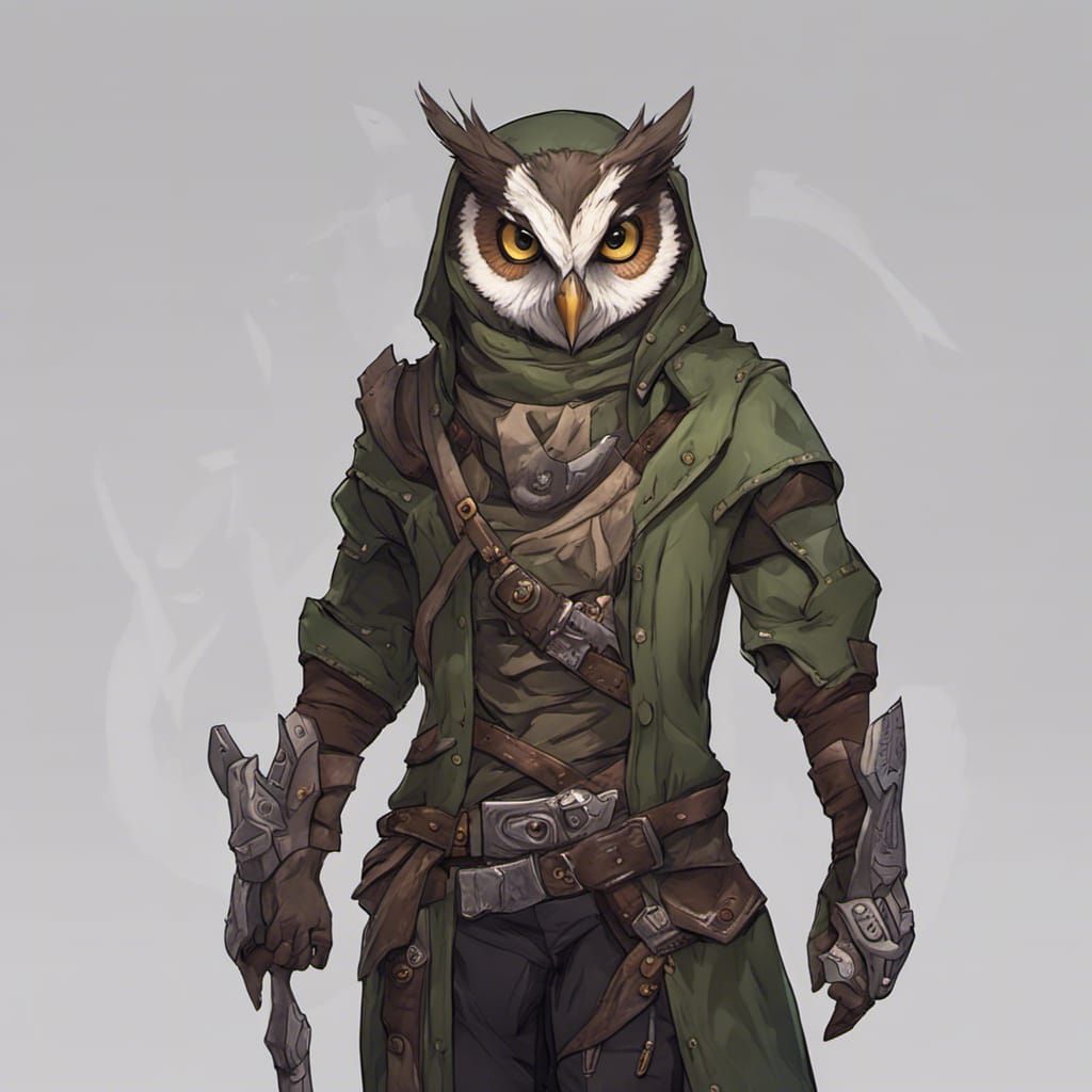 Male owl humanoid rogue - AI Generated Artwork - NightCafe Creator