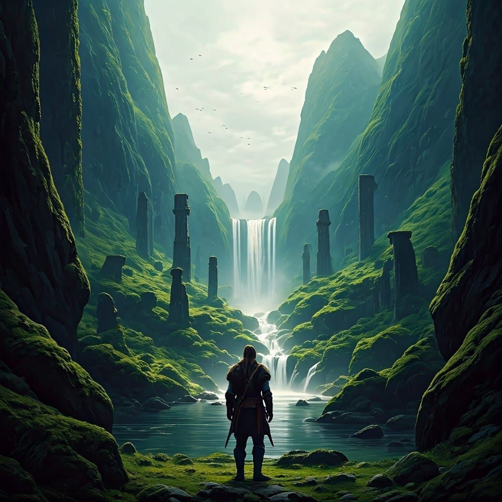 Viking Explorer Discovers Hidden Valley in Biersta... - AI Art