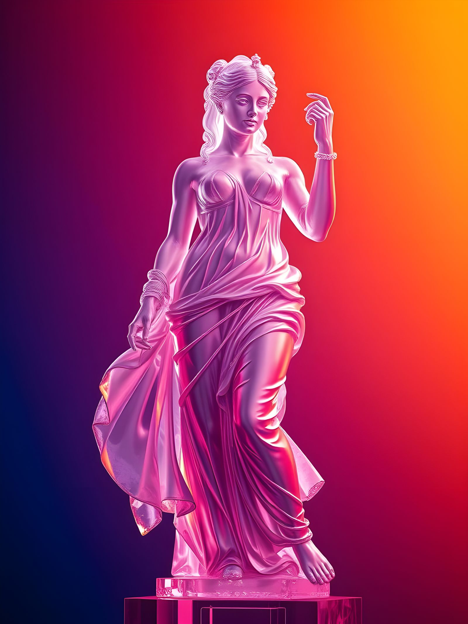 A glass statue of a Greek goddess color gradient hypermodernism ...