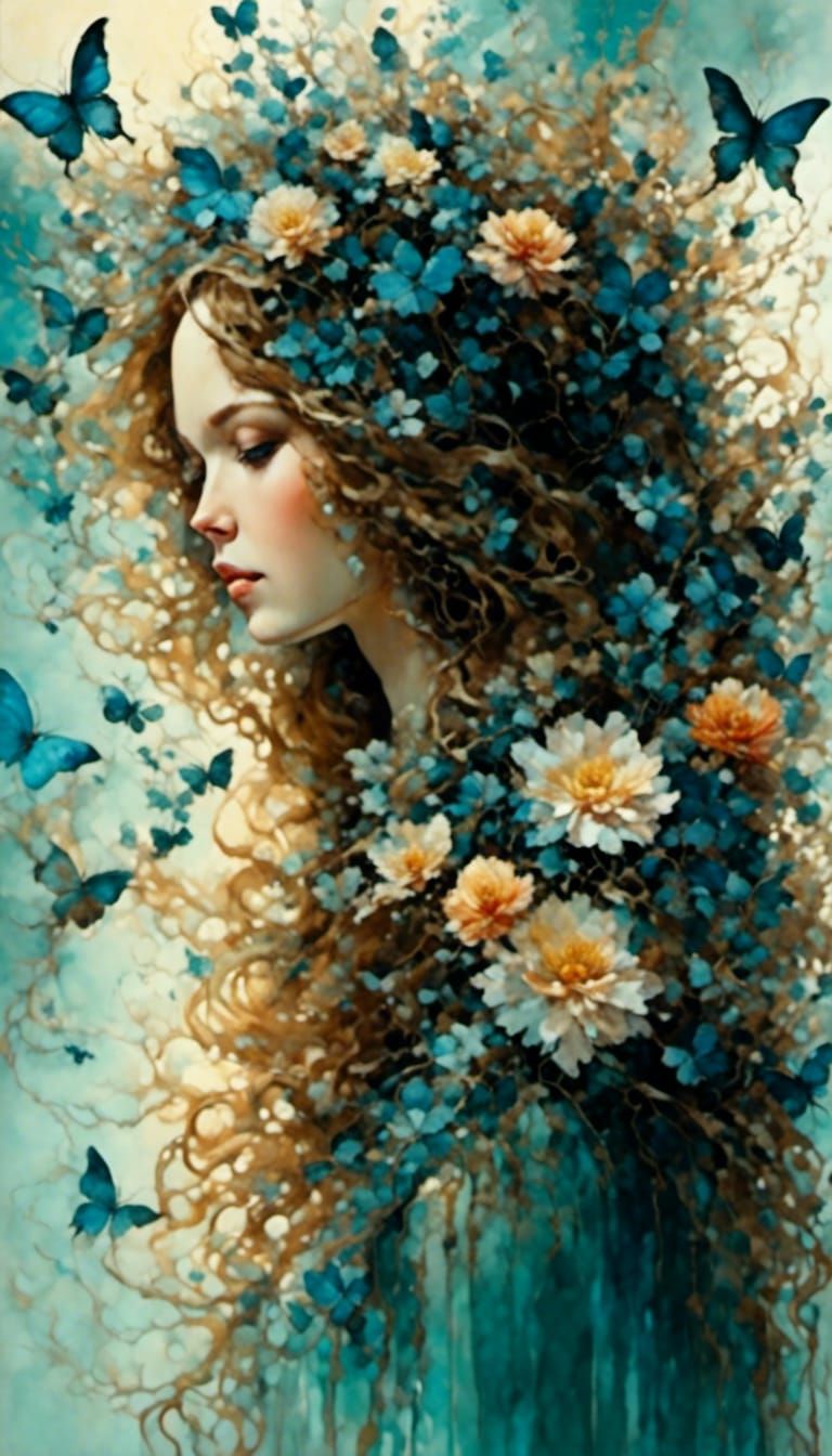 Floral Side View Portrait - AI Generated Artwork - NightCafe Creator