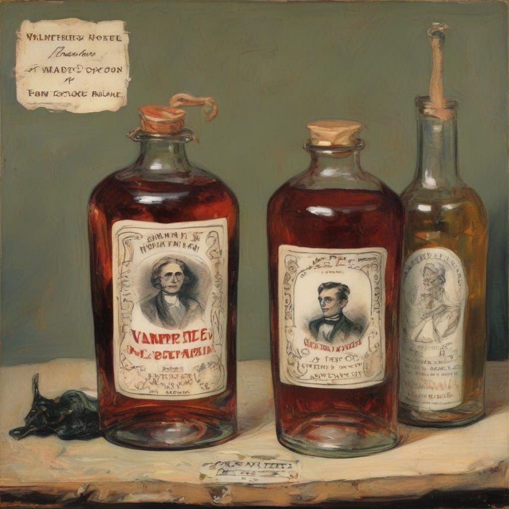 Vintage Artistic Vampire Love Potions with Whimsic... - AI Art