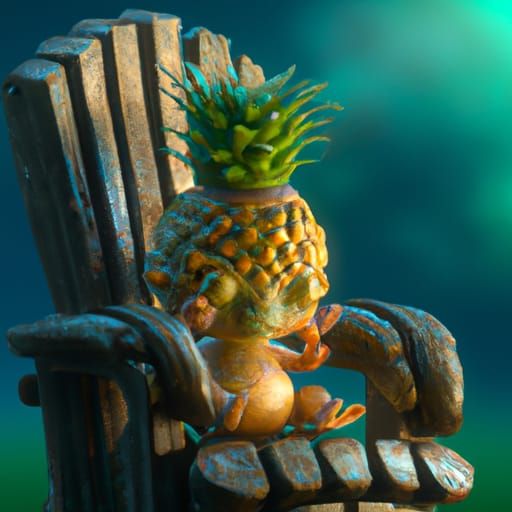 Pineapple god small on a chair scary - AI Generated Artwork - NightCafe ...