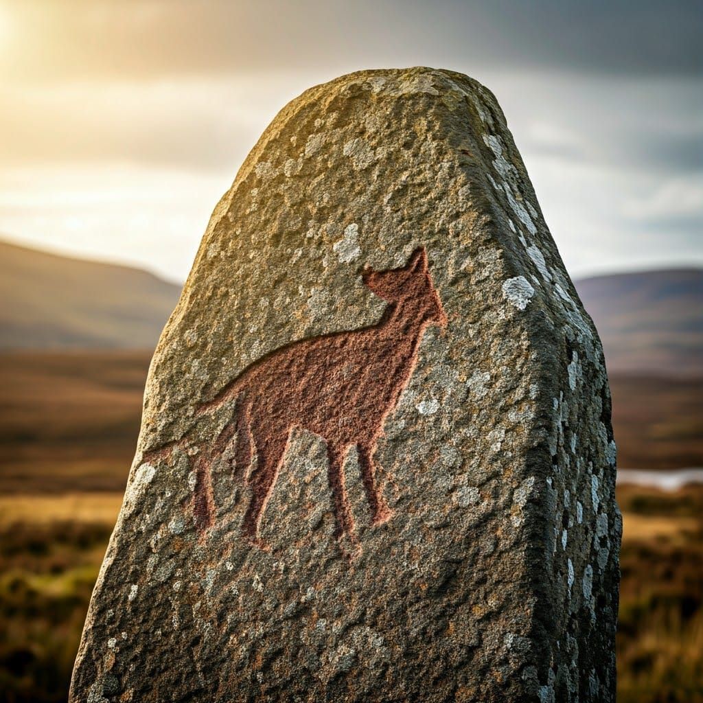 Pictish rock art of a wolf - Majestic Wolf Carved in Ancient...