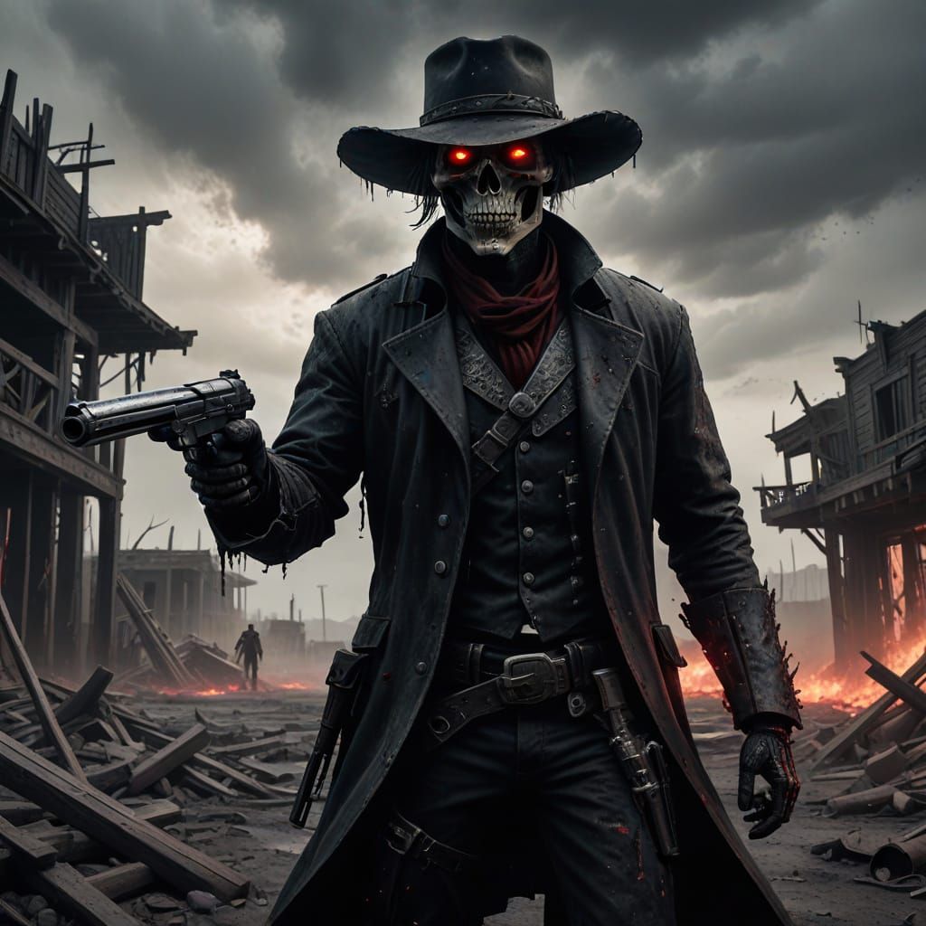 Grim Dark Fantasy Gunslinger Confronts the Viewer ... - AI Art