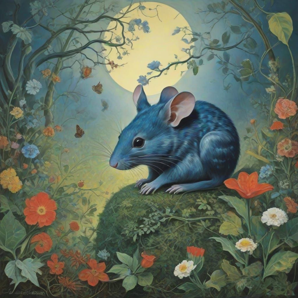 Surreal Mice Fractals in Whimsical Nature - AI Art