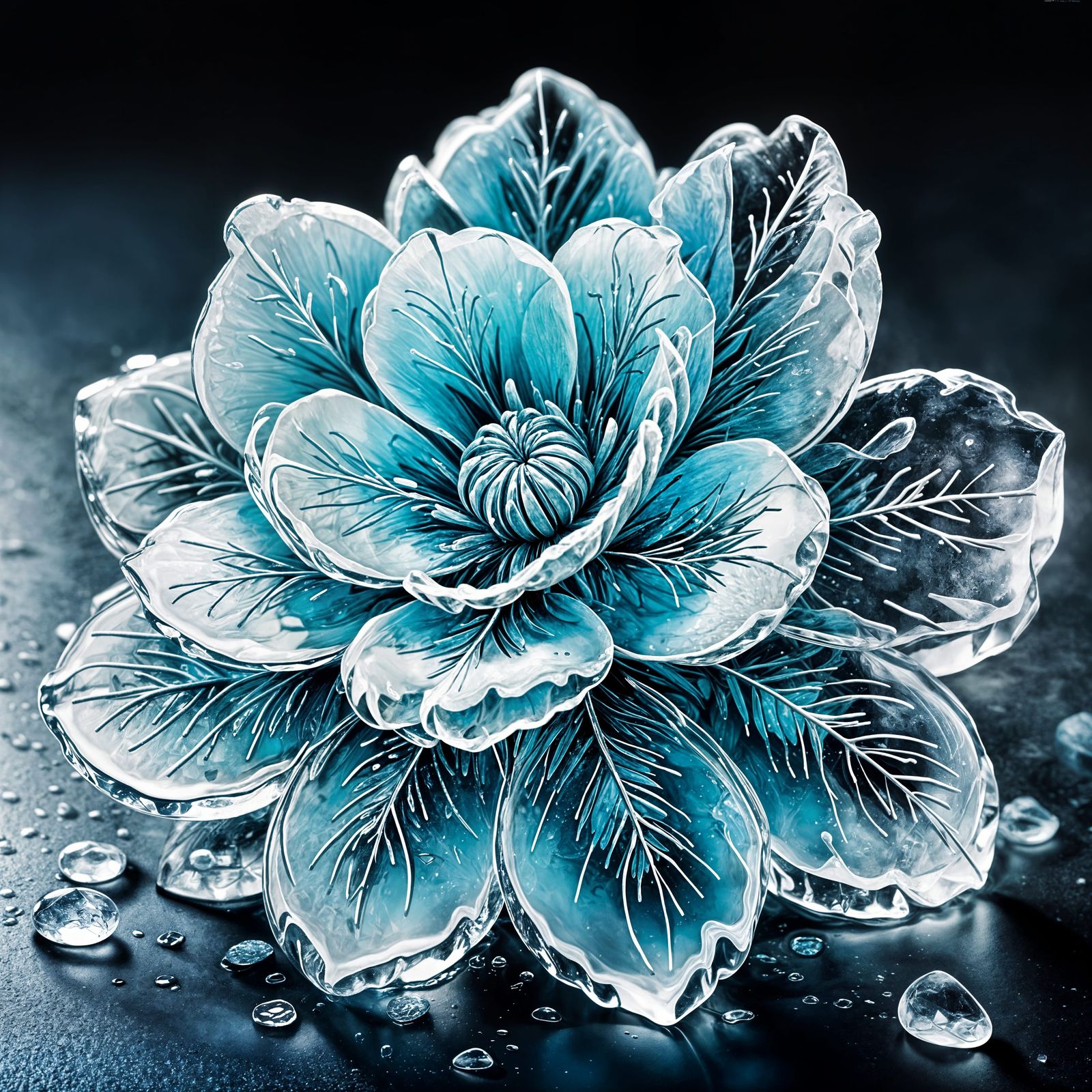 an image of a flower made of ice - Ethereal Ice Bloom