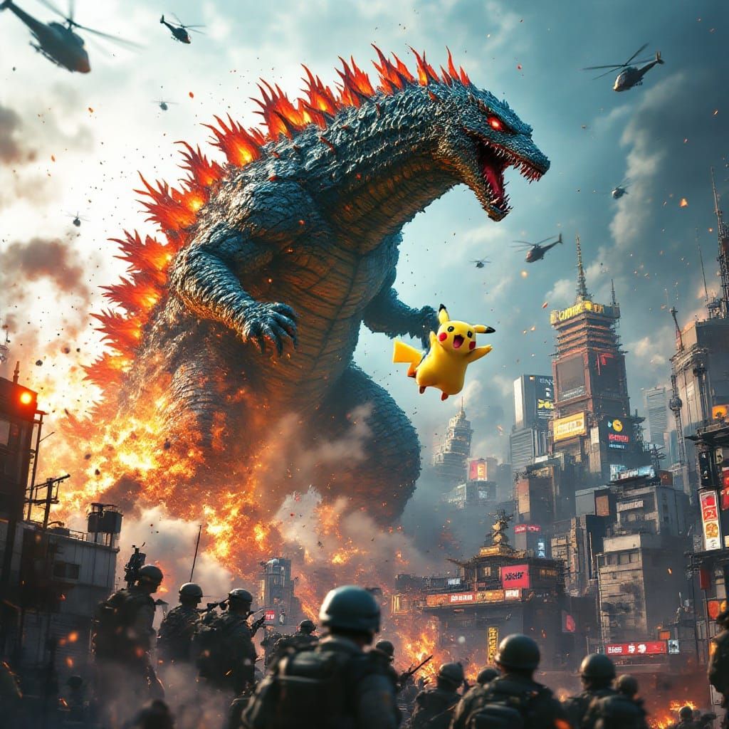 Pikachu to the rescue - Pikachu Godzilla Hybrid Wreaks Havo...
