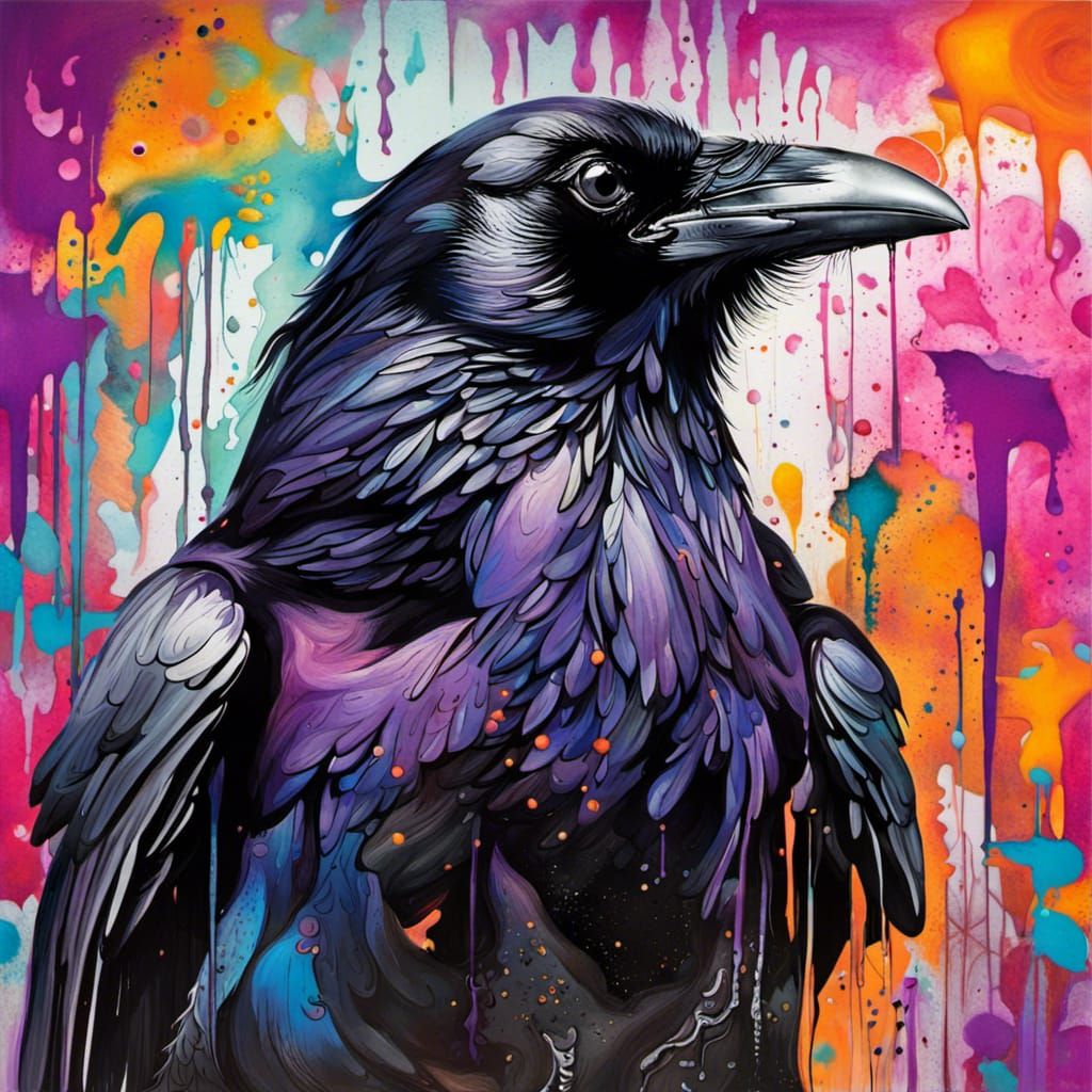 a raven"Ixionidae graffiti art, splash art, street art, spray paint ...