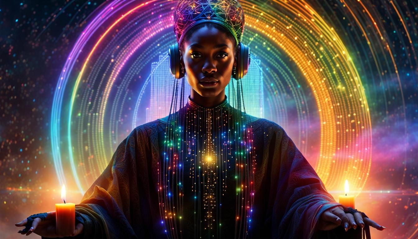 Image: portrait of the goddess of artificial intelligence as a hologram ...