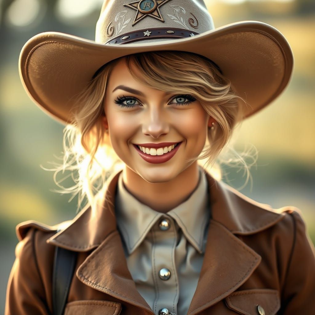 A portrait of Taylor Swift Lookalike is a sheriff