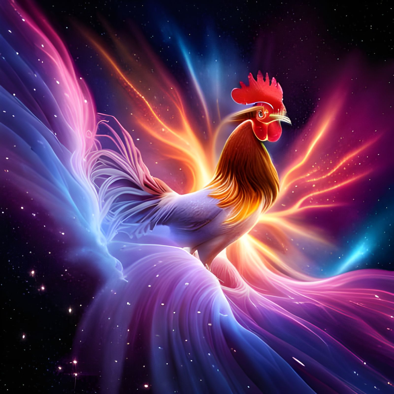 Cosmic Chicken 🐓 - AI Generated Artwork - NightCafe Creator