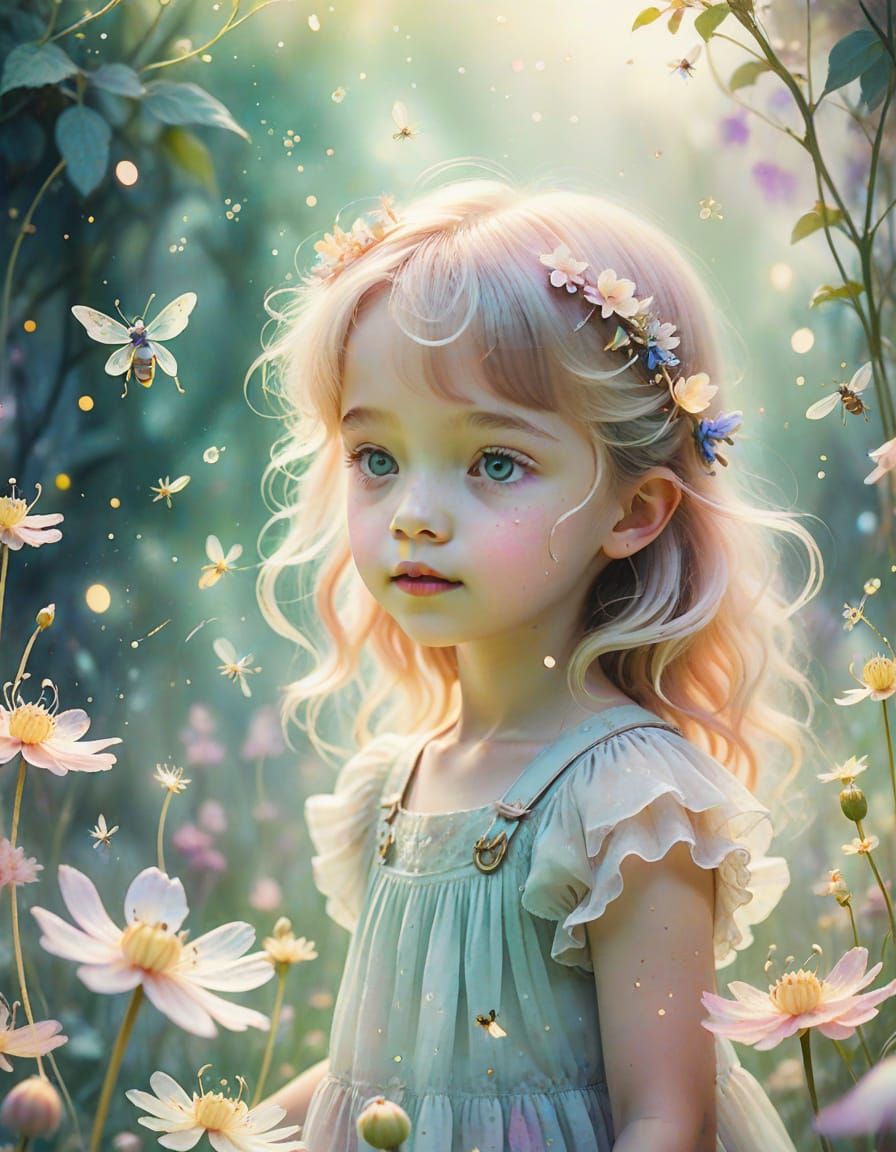 Kidcore, Liminal, and Watercolor - Whimsical Kidcore Garden...