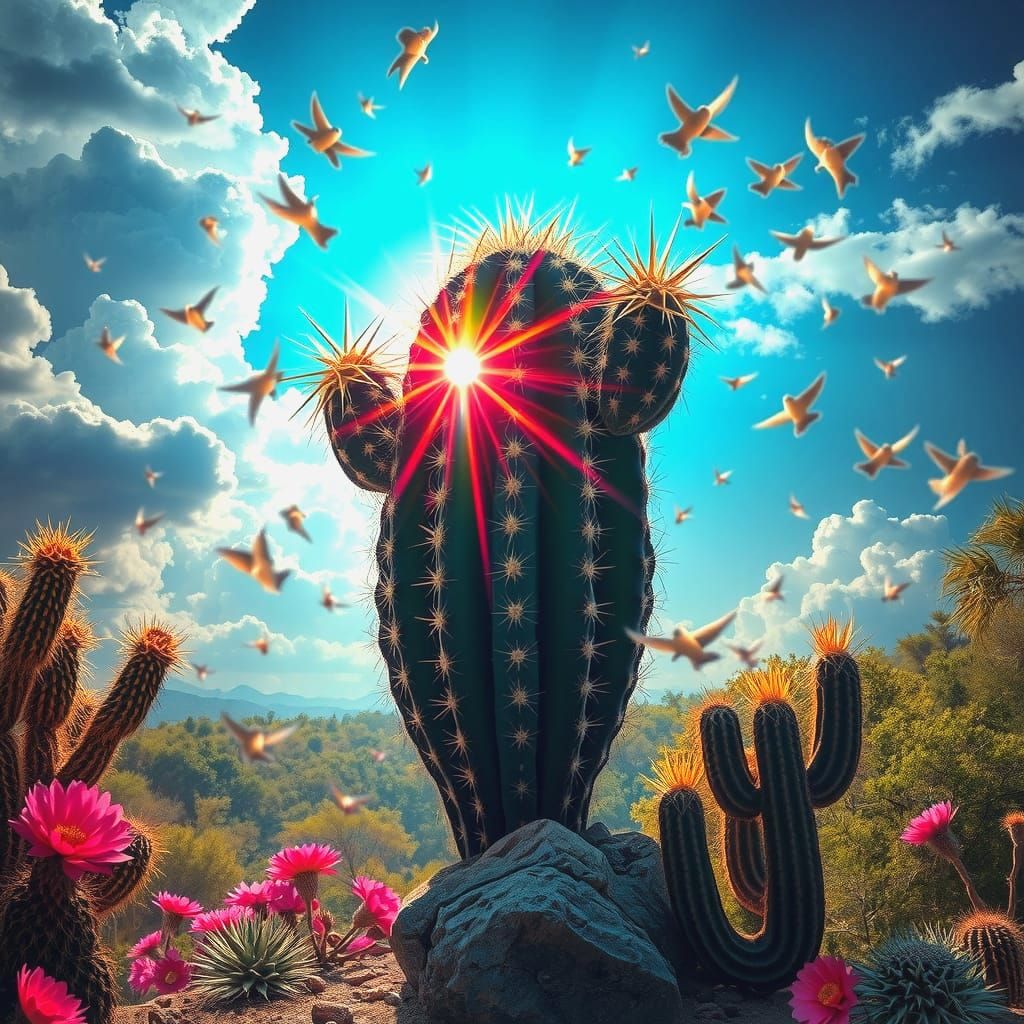 Happy cacti - Cosmic Cacti Master Radiates Rainbow Light in...