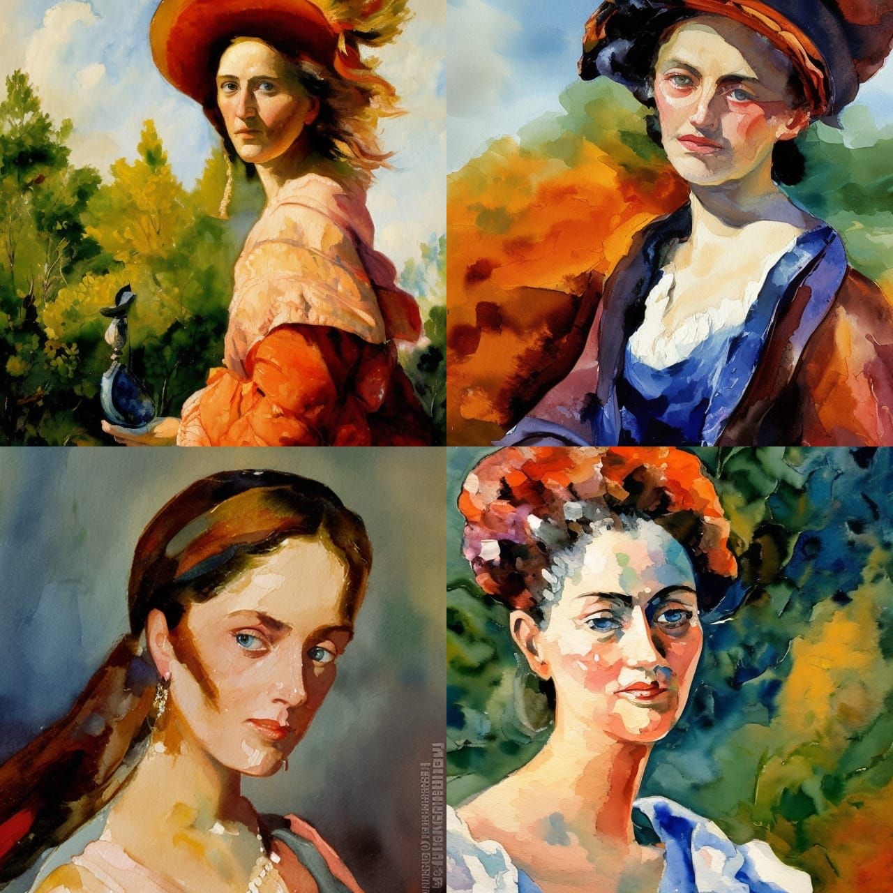 The woman in Gouache Style, Watercolor, Museum Epic Impressionist ...