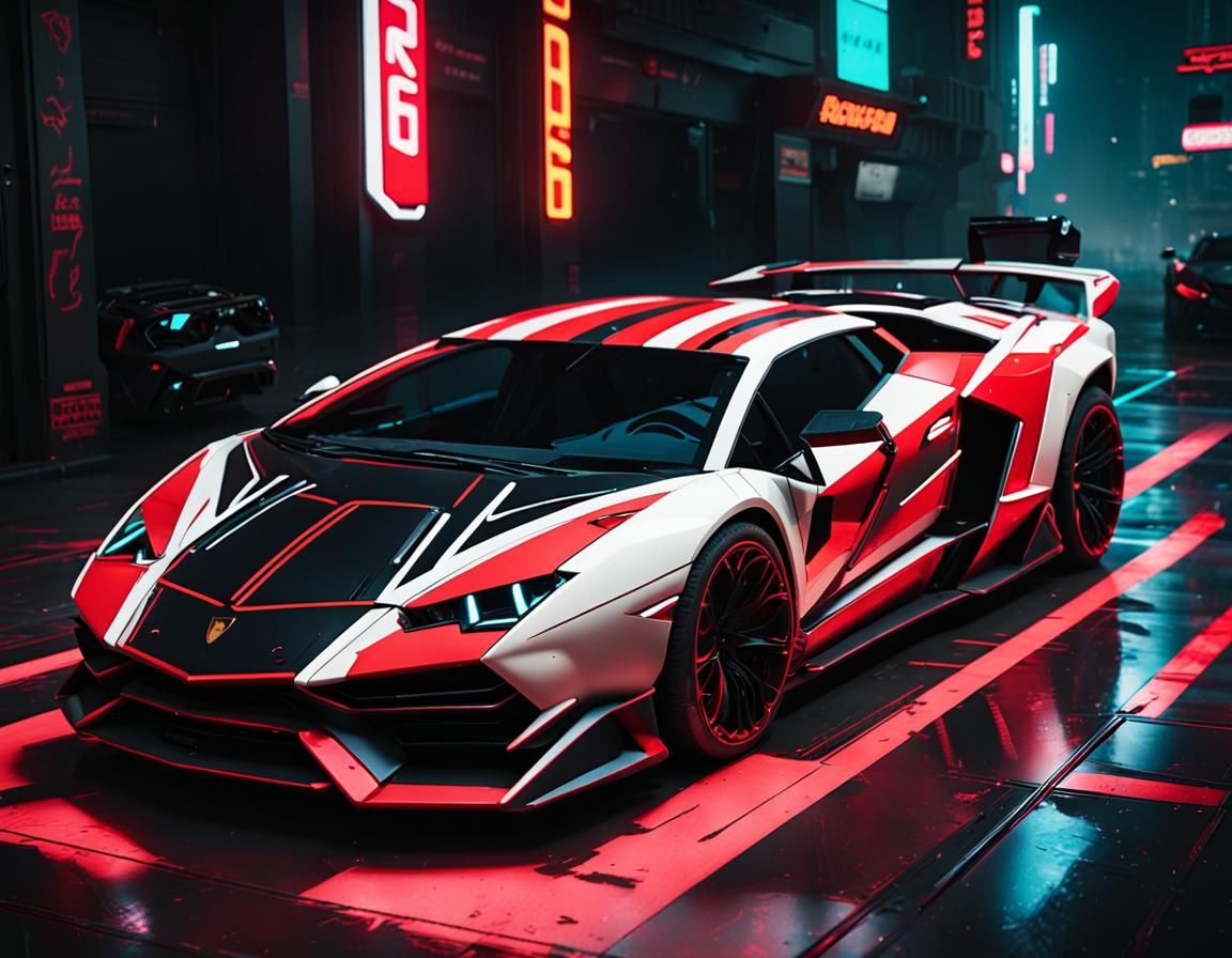 Lamborghini (Cyberpunk RED) I - AI Generated Artwork - NightCafe Creator