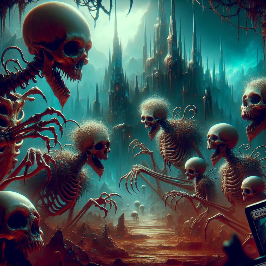 Dark Fantasy Skull Creatures in a Haunting High Re... - AI Art