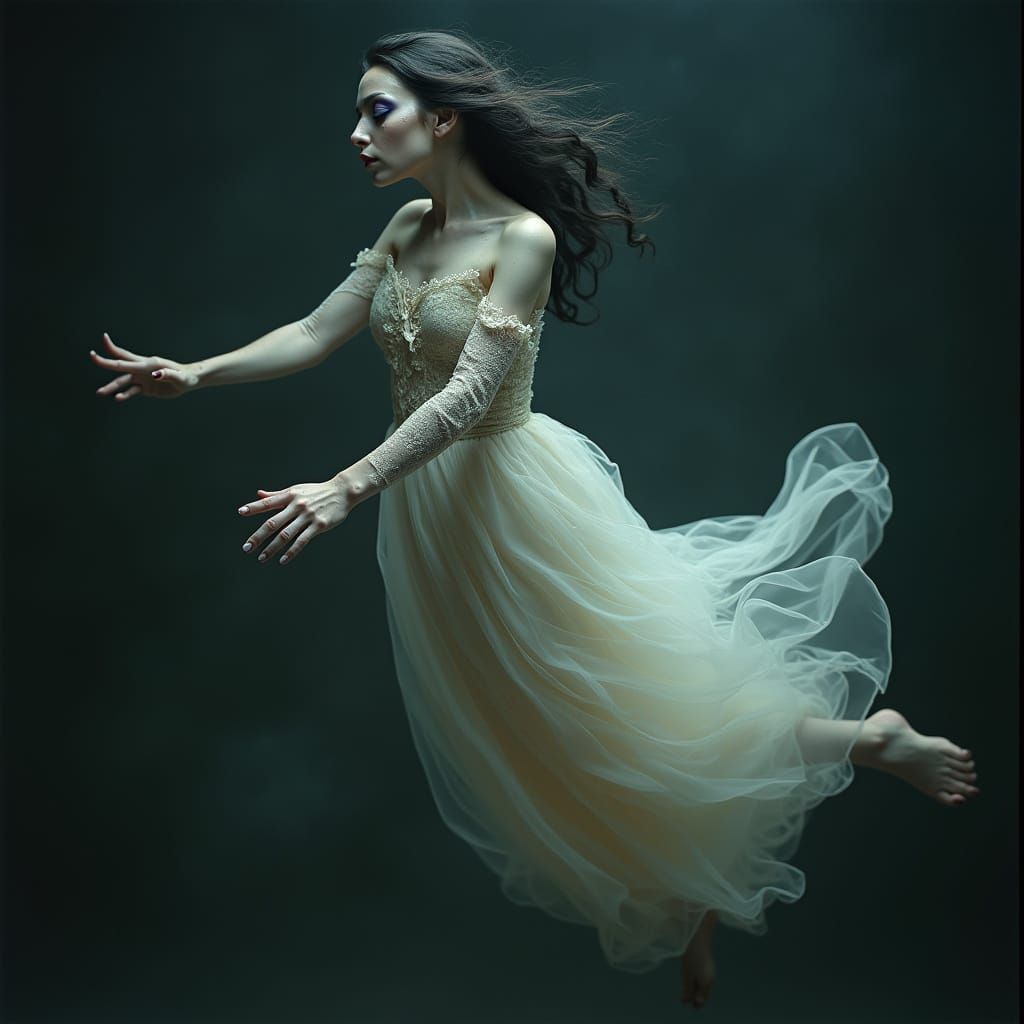 Ethereal Victorian Beauty in a State of Weightless... - AI Art