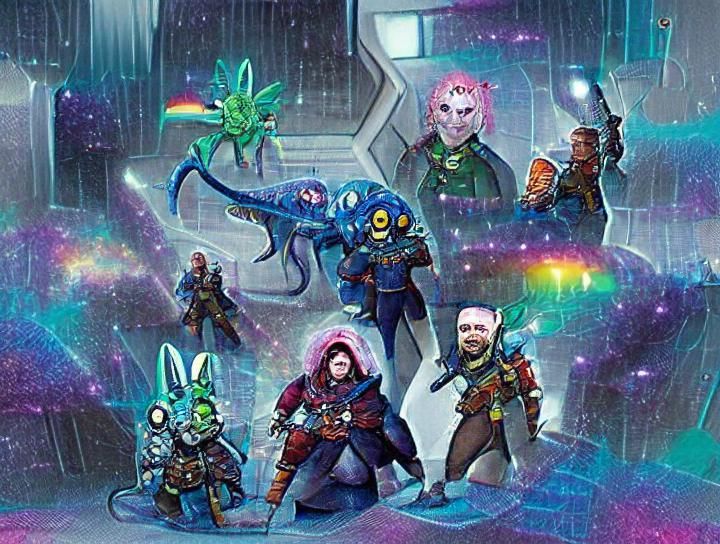 Starfinder adventuring party - AI Generated Artwork - NightCafe Creator