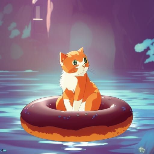 Anime cats floating in donut boats 🍩 - AI Generated Artwork - NightCafe ...