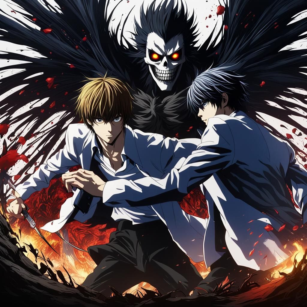 Light yagami and Lawliet (L)in death note anime villain showdown - AI ...