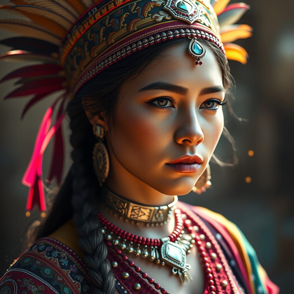 Aztec beauty - Aztec Goddess in Triadic Colors