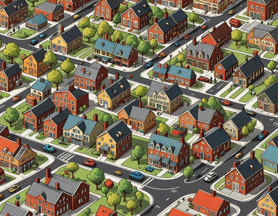 Drawing of a map of a typical neighborhood