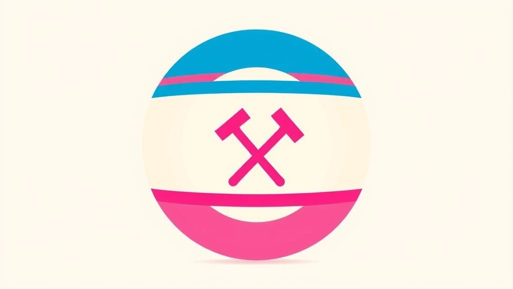 Geometric Ball with Hammer and Spade, in Digital A... - AI Art