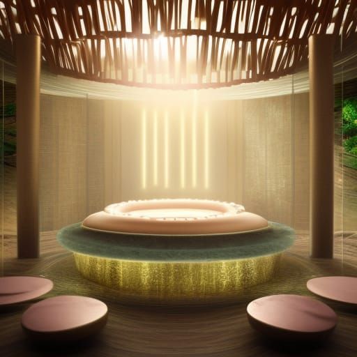 spa, wellness, ancient futuristic intuitive decor for relaxation and ...