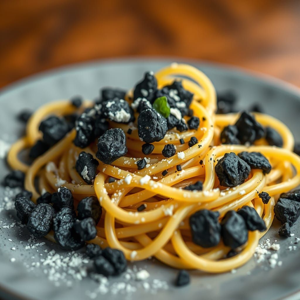 Spaghetti Carbon-ora - Vibrant Pasta Landscape with Carbon O...