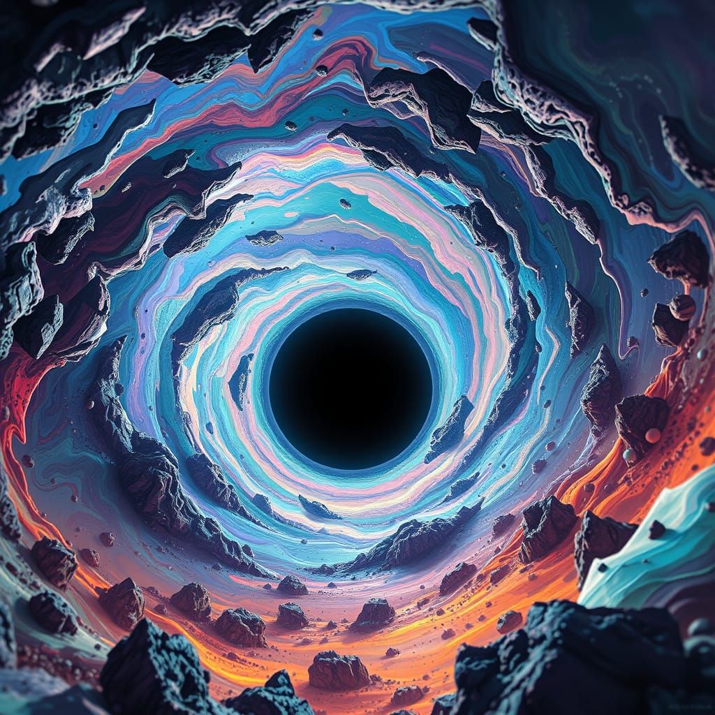 Ethereal Cosmos Sucked into Vortex of Doom in Irid... - AI Art