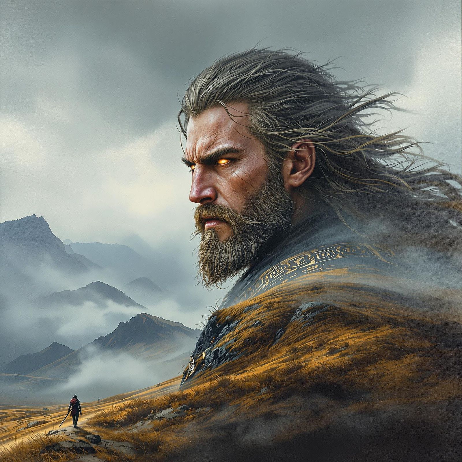 Legendary Warrior in Defiant Oil Painting - AI Art