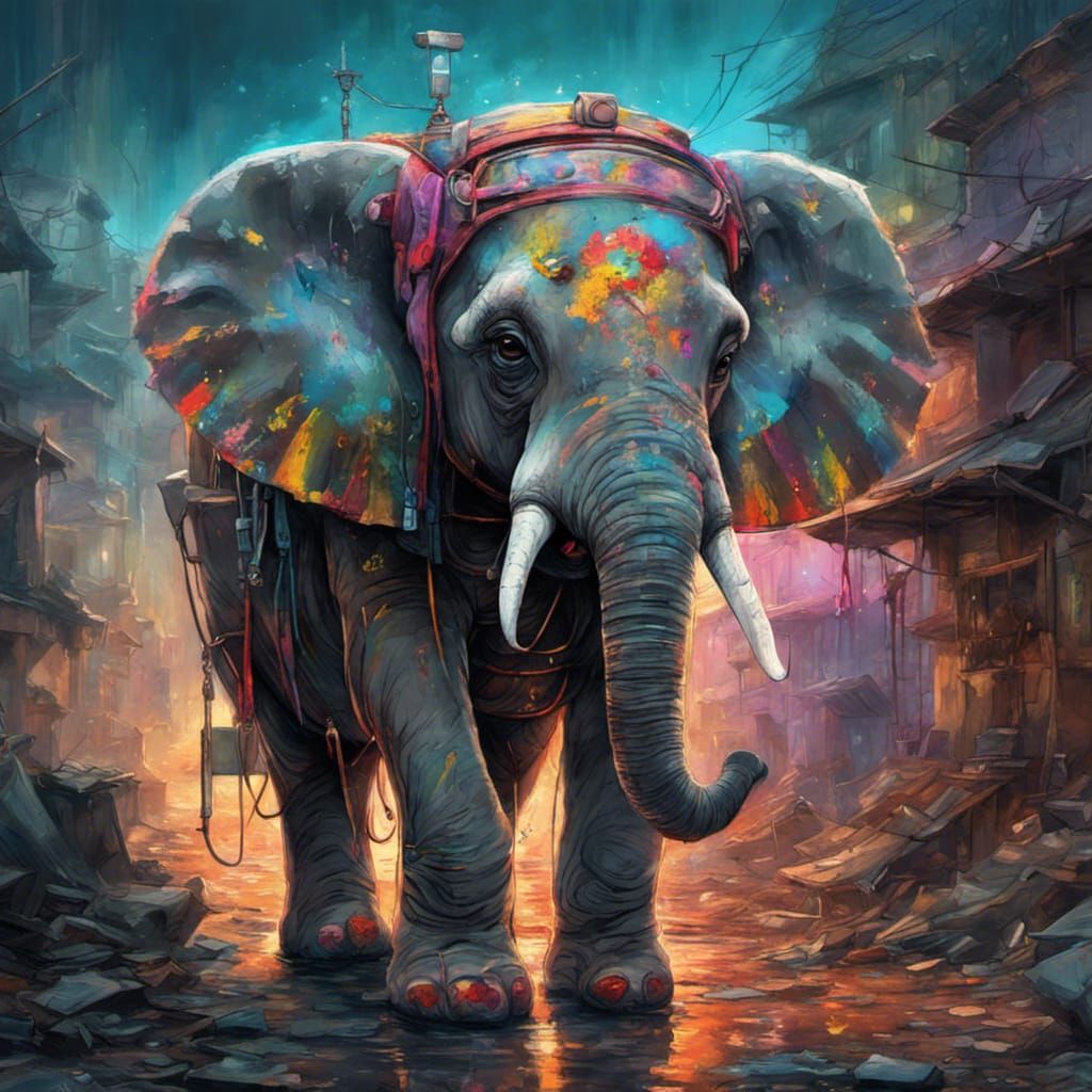Distopian Elephant - AI Generated Artwork - NightCafe Creator