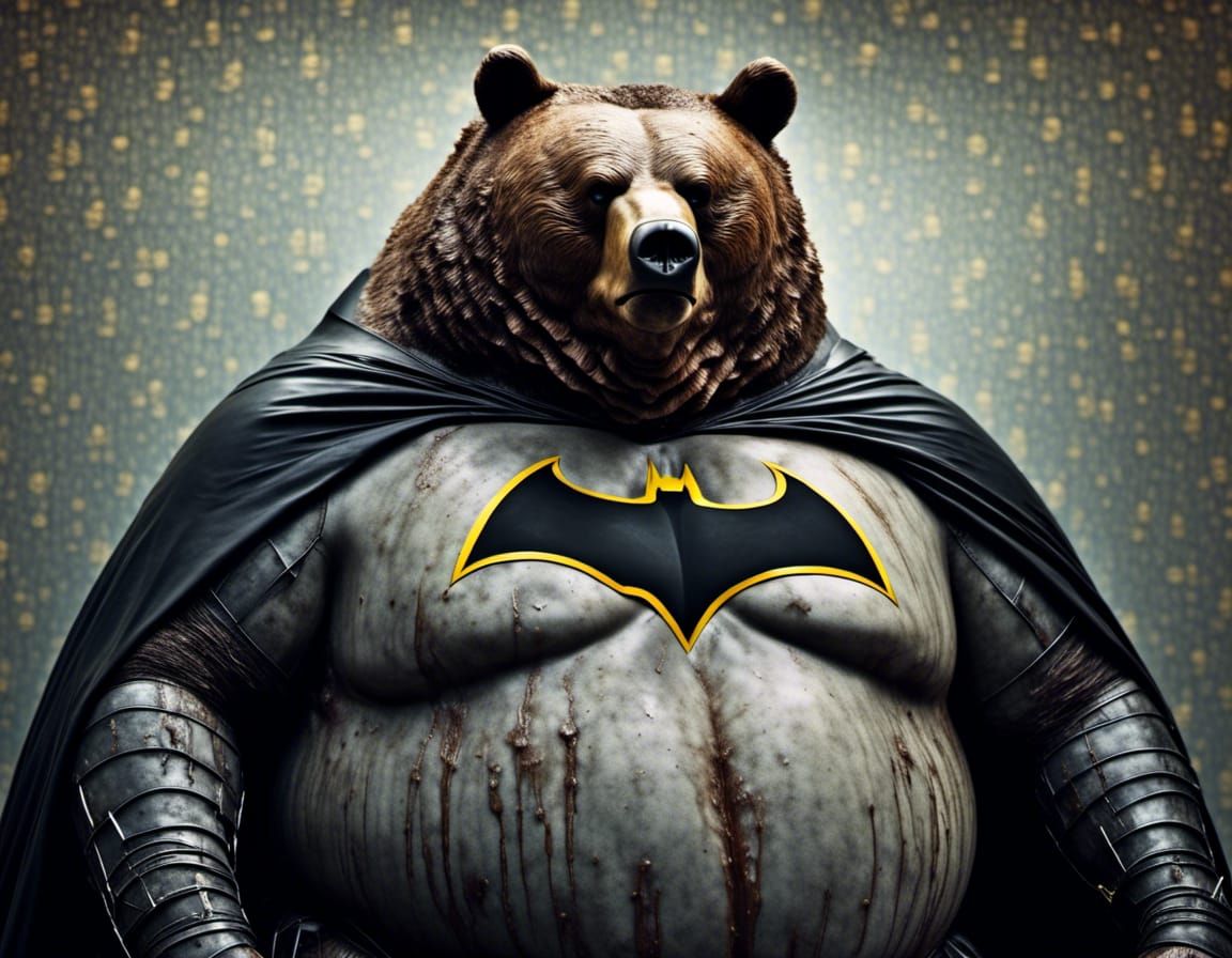 Portrait: "Obese Bear Batman":- - AI Generated Artwork - NightCafe Creator